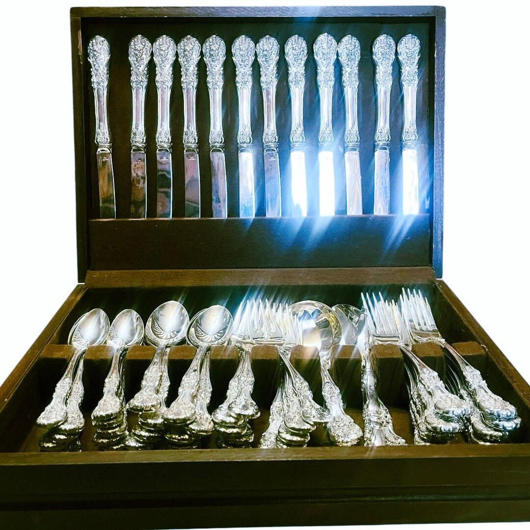 Vintage F.b.rogers & Sons French Rose Flatware Silver Plated 64 Piece ...