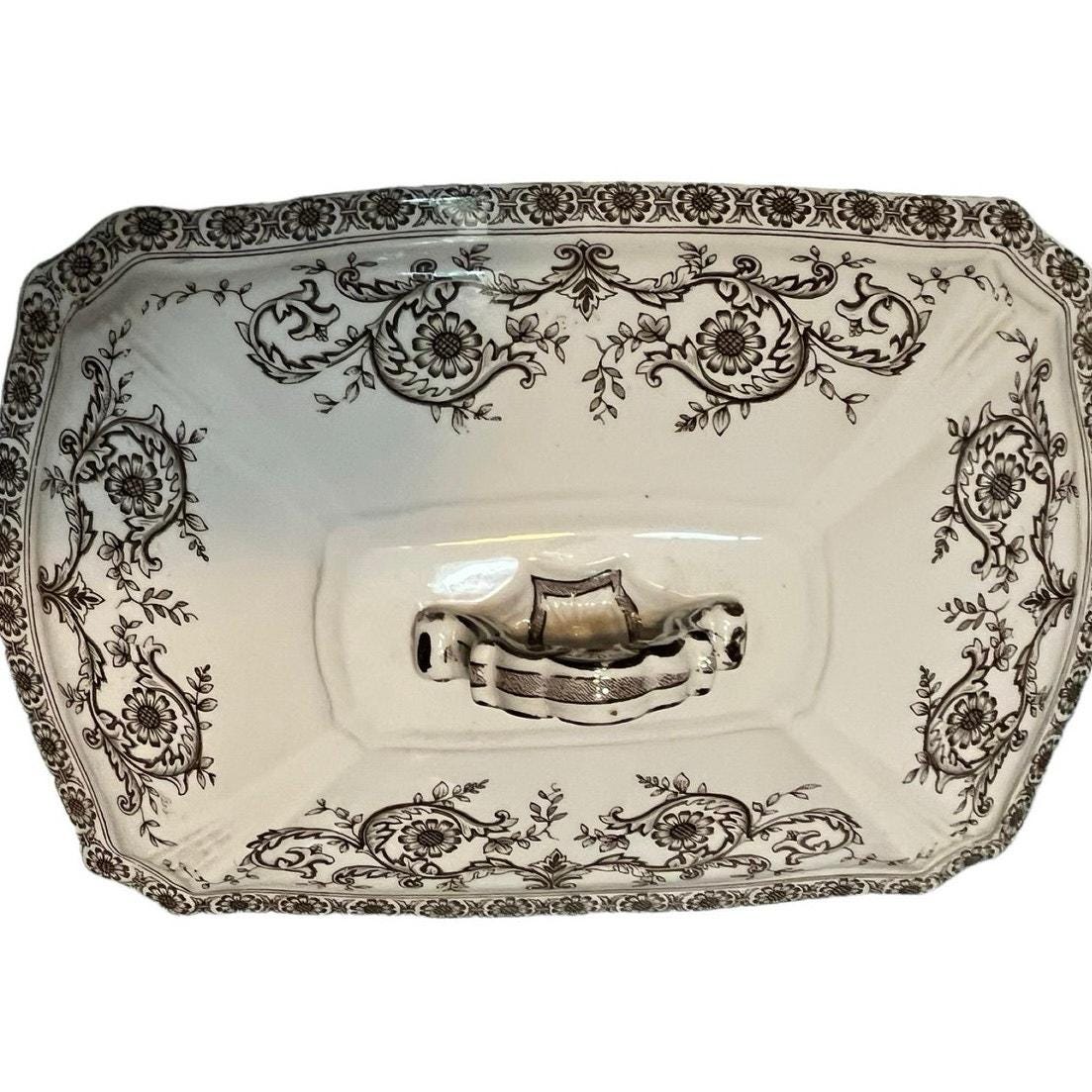 Antique Ridgways Royal Semi Porcelain Brown and White Serving Dish and ...