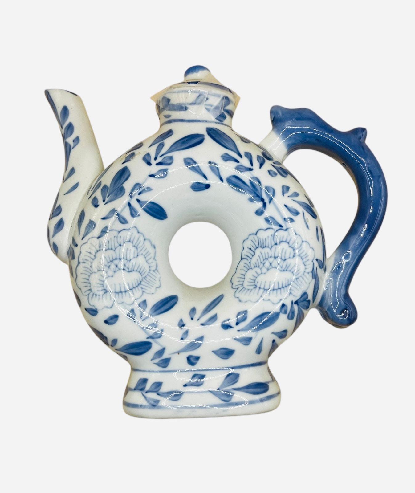 Vintage Blue and White Porcelain Donut Shape Teapot 7” - Etsy