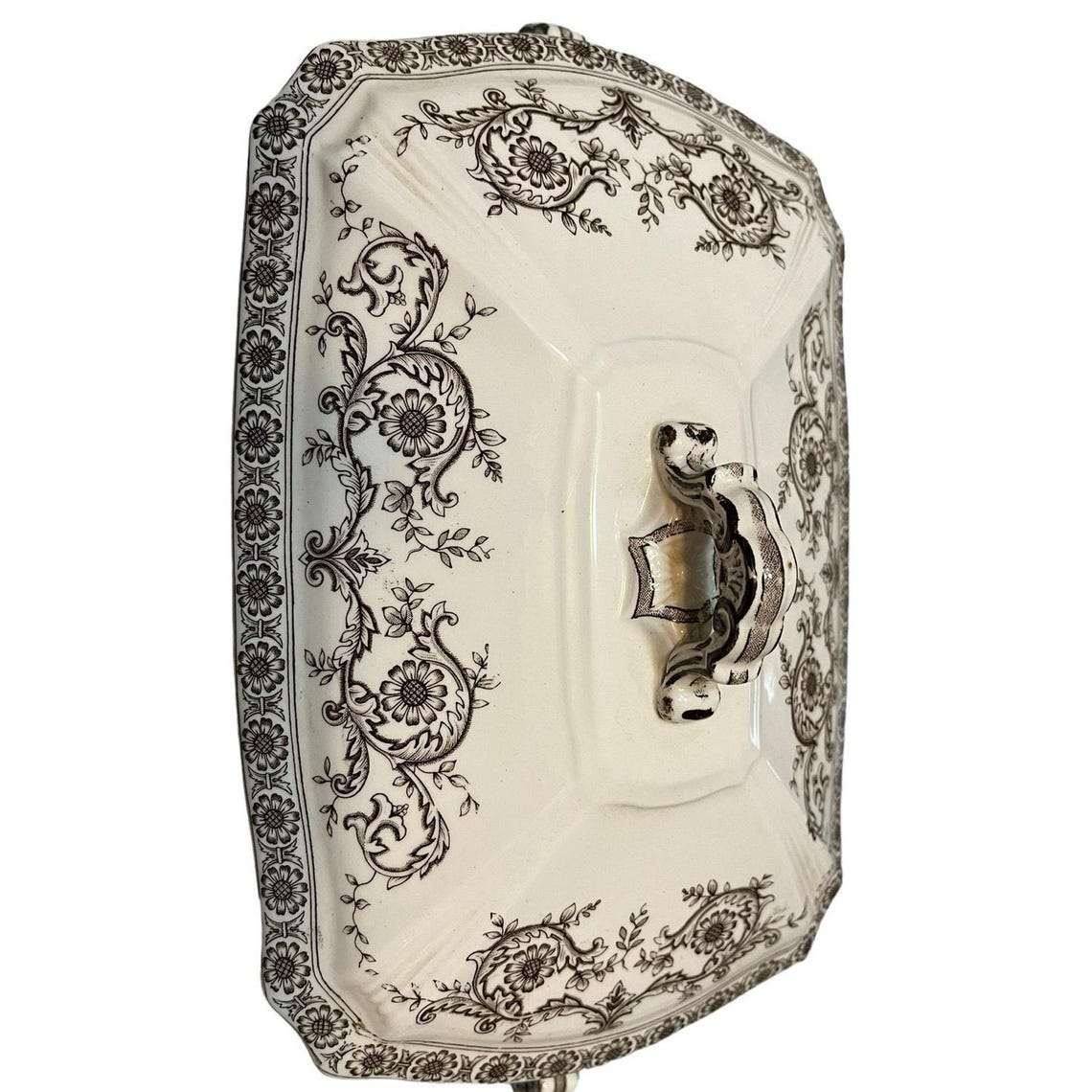 Antique Ridgways Royal Semi Porcelain Brown and White Serving Dish and ...