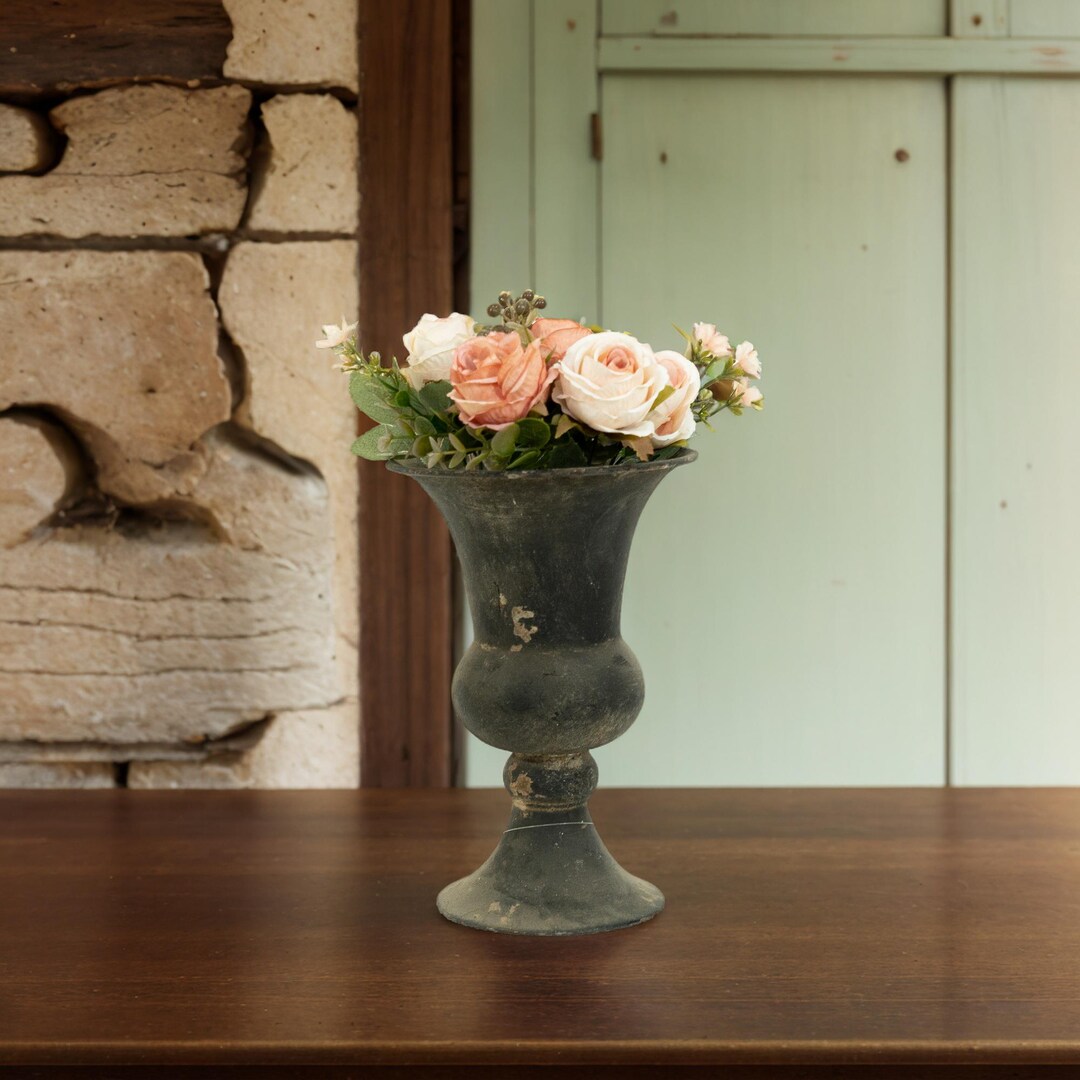 Country Style Vase Retro Metal Urn Vase Plant Flower Display Pot Home ...