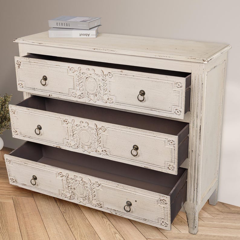 Retro Carved Drawer Cabinet, Rustic Cabinet, Wooden Cabinet, Practical ...