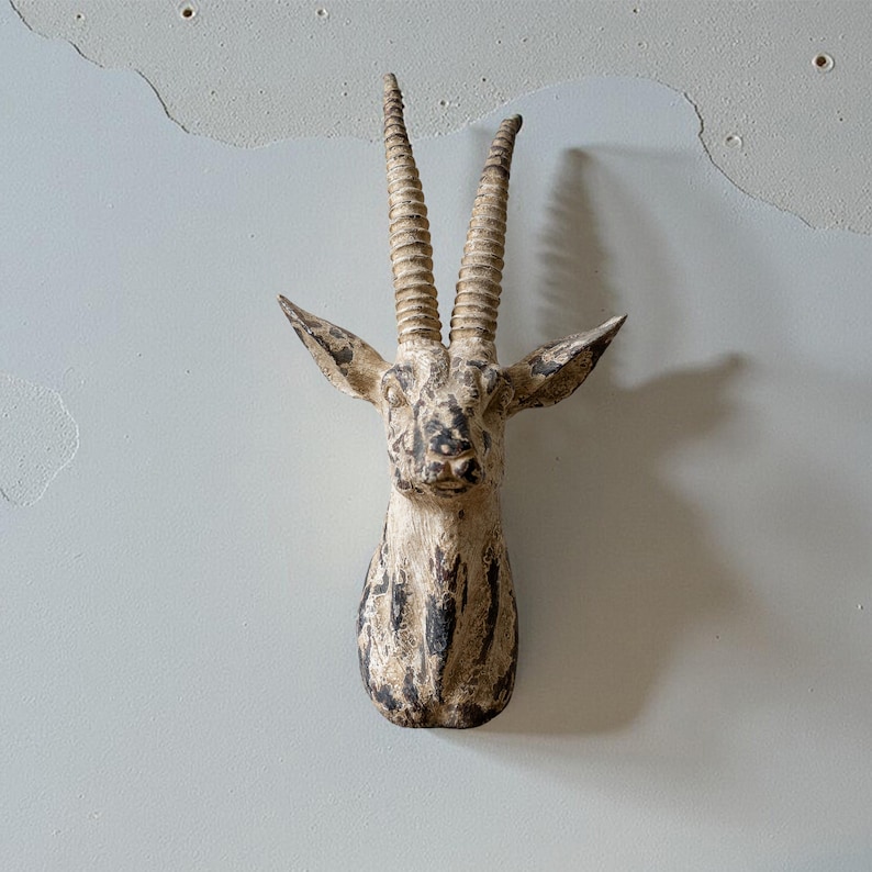 Animal Wall Art Goat Head Sculpture Animal Statue Wall Hanging Rustic ...