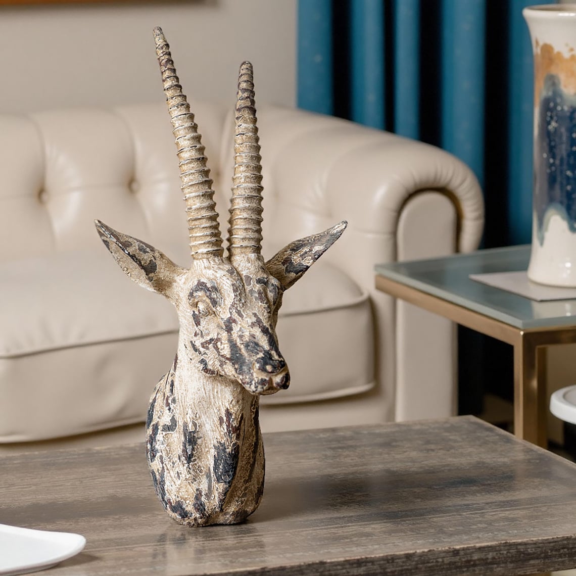 Animal Wall Art Goat Head Sculpture Animal Statue Wall Hanging Rustic ...