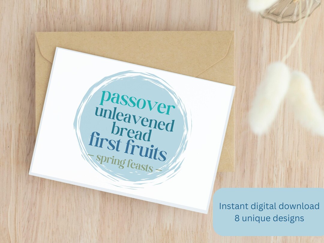 Passover Cards Printable Spring Feasts Cards Unleavened Bread Jewish ...