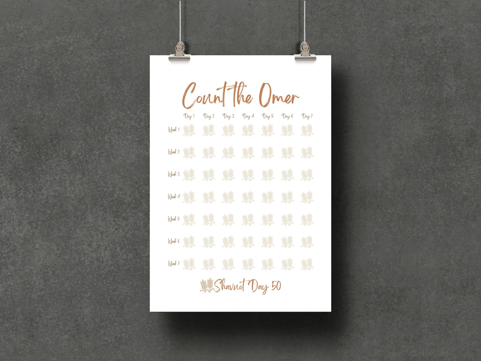 Count the Omer Printable: Shavuot Activity Calendar (digital Download ...