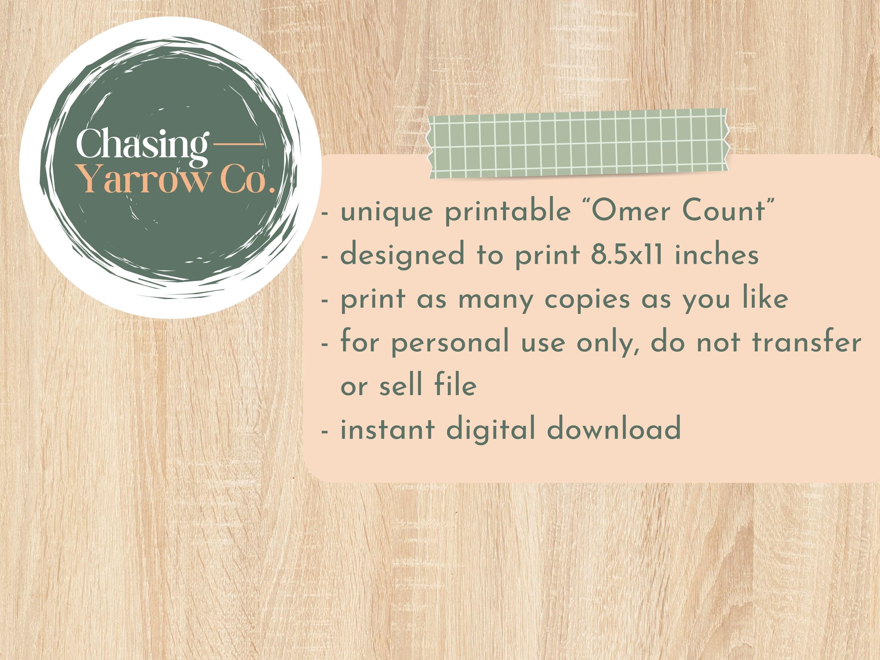 Count the Omer Printable Spring Feasts Activity Jewish Decor Torah ...