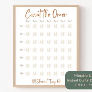 Count the Omer Printable: Shavuot Activity Calendar (digital Download ...