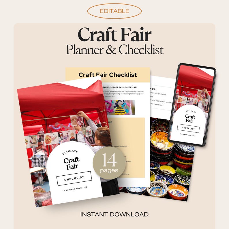 Craft Fair Planner Checklist, Craft Market Trade Show Planner, Planning ...
