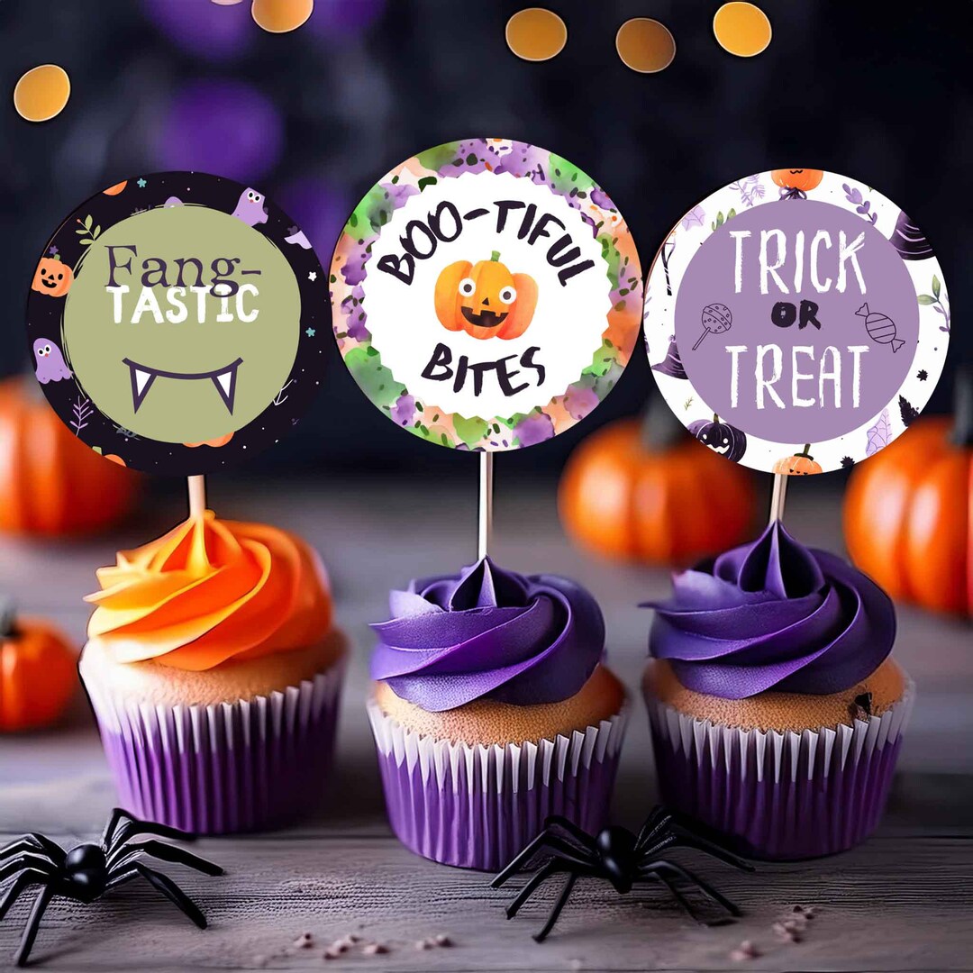 Halloween Cupcake Toppers Printable Digital Download, Printable Cake ...