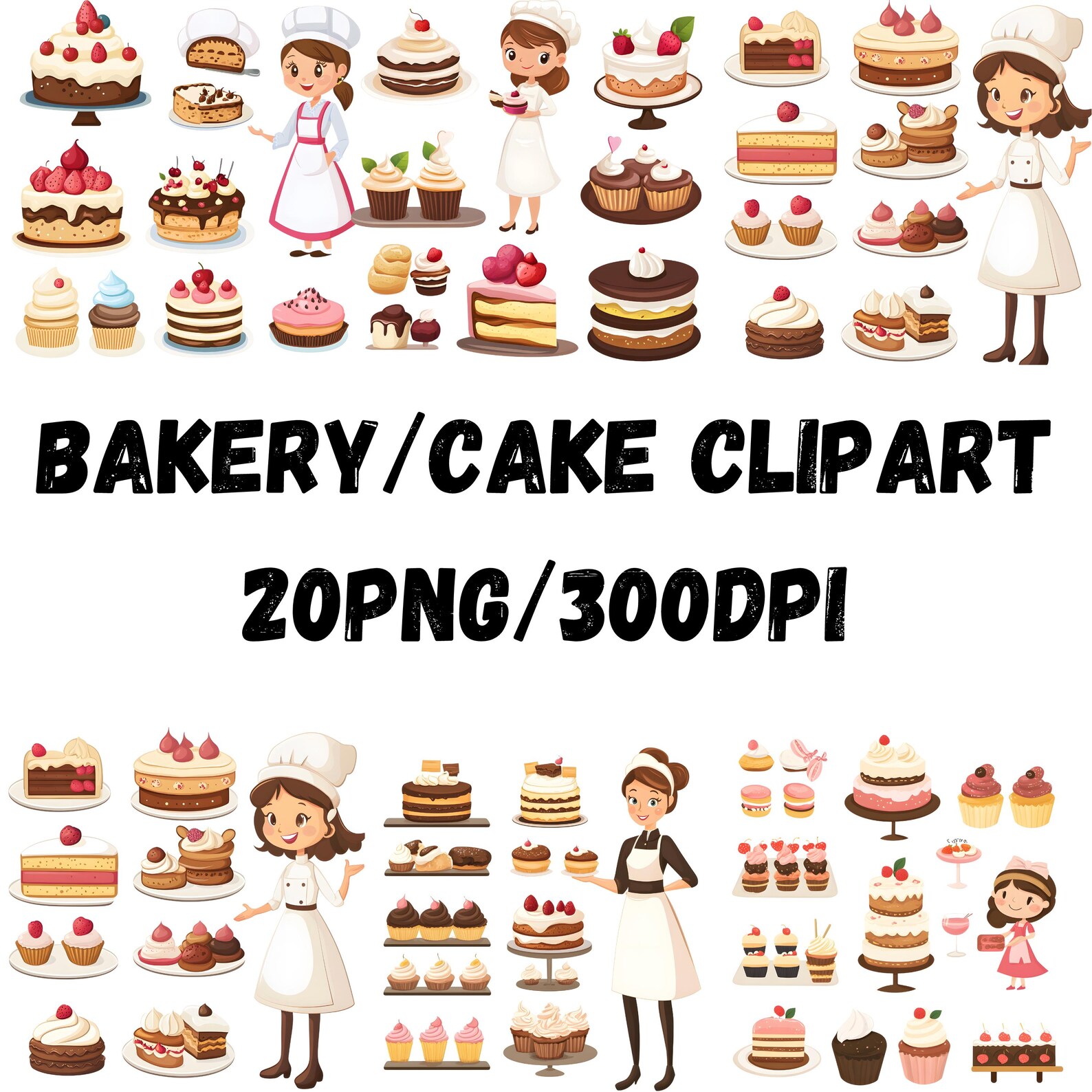 Digital Clipart, High Quality bakery Cakes beautiful Colours 20 No ...