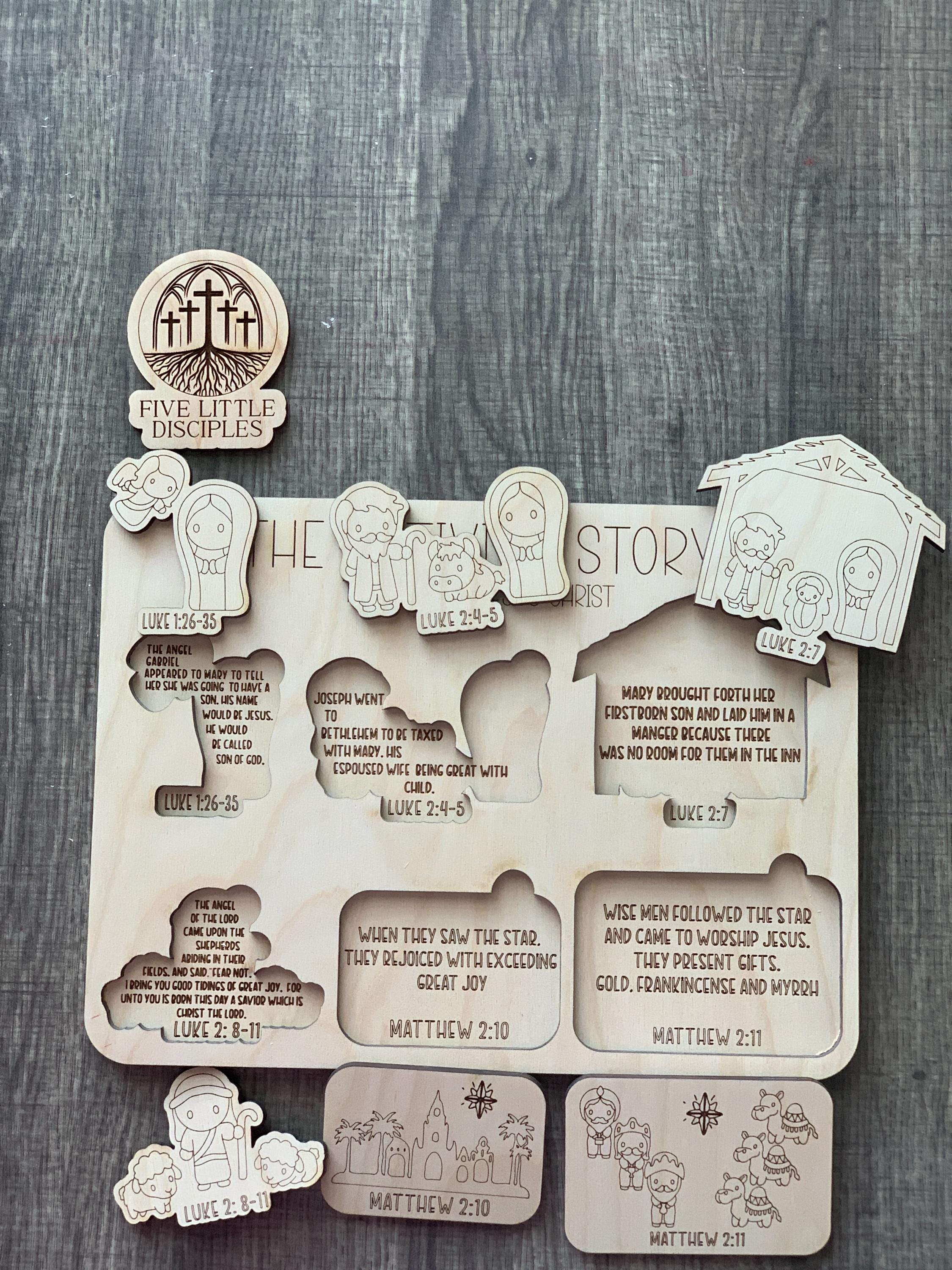 Nativity Wooden Puzzle Bible Learning Tool Christian Birth of Jesus ...