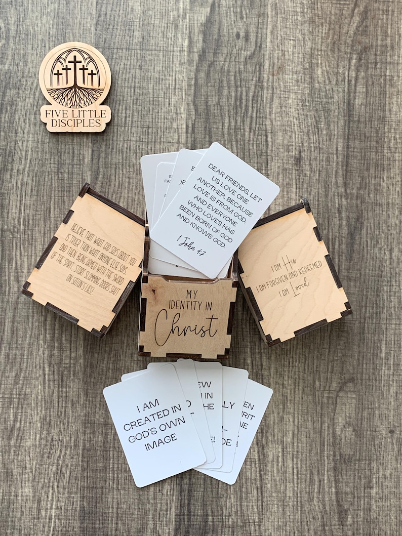 A Believer's Identity in Christ Wooden Card Box With Bible Verse's ...