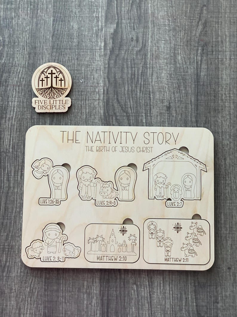 Nativity Wooden Puzzle Bible Learning Tool Christian Birth of Jesus ...