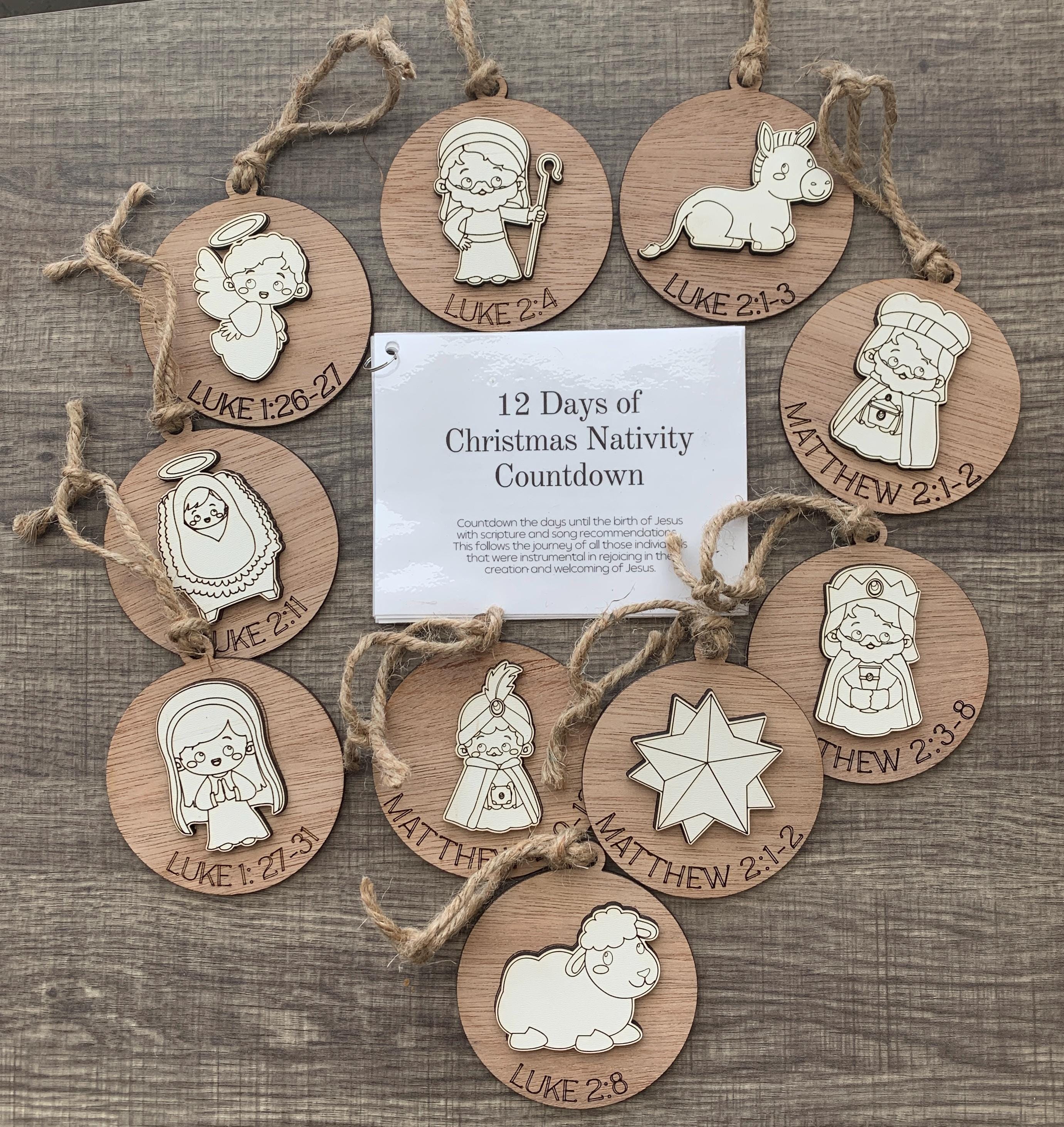 12 Days of Christmas Nativity Ornament Set - Story of Jesus' Birth ...