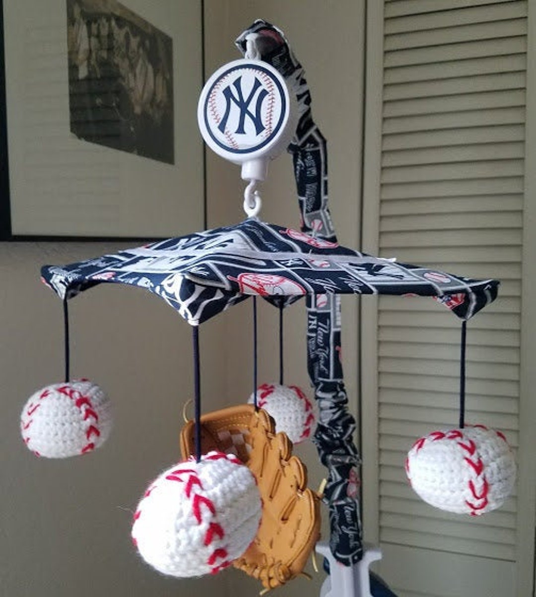 PLAY BALL Crocheted Baseball Crib Mobile - CUSTOM - Pick Your Color ...