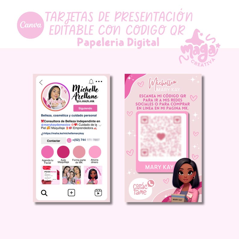 Tarjetas de presentación Mary Kay, con código QR. - Etsy México