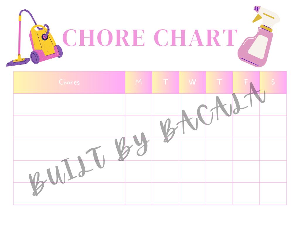 Editable Weekly Chore Chart for Girls (canva Template + PDF) - Etsy