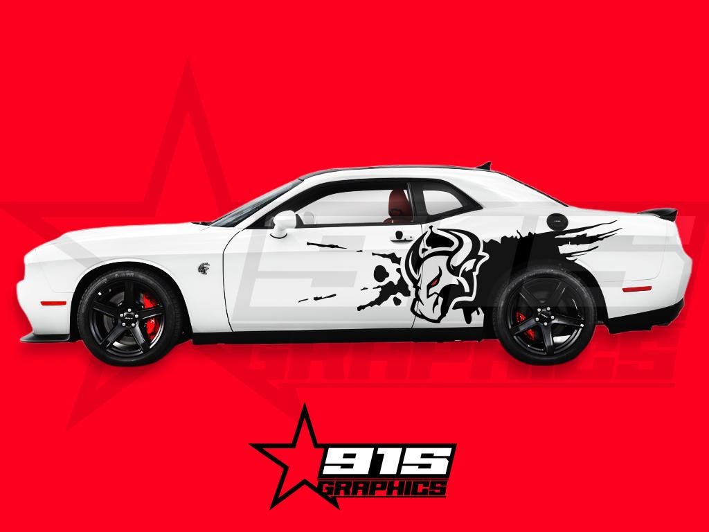 Large Angry Bull Splatter Vinyl Decal Graphics Fits Dodge Challenger - Etsy