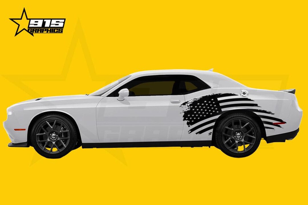 Extra Large USA Distressed Side Body Car Vinyl Decal Graphic Flags Fits ...
