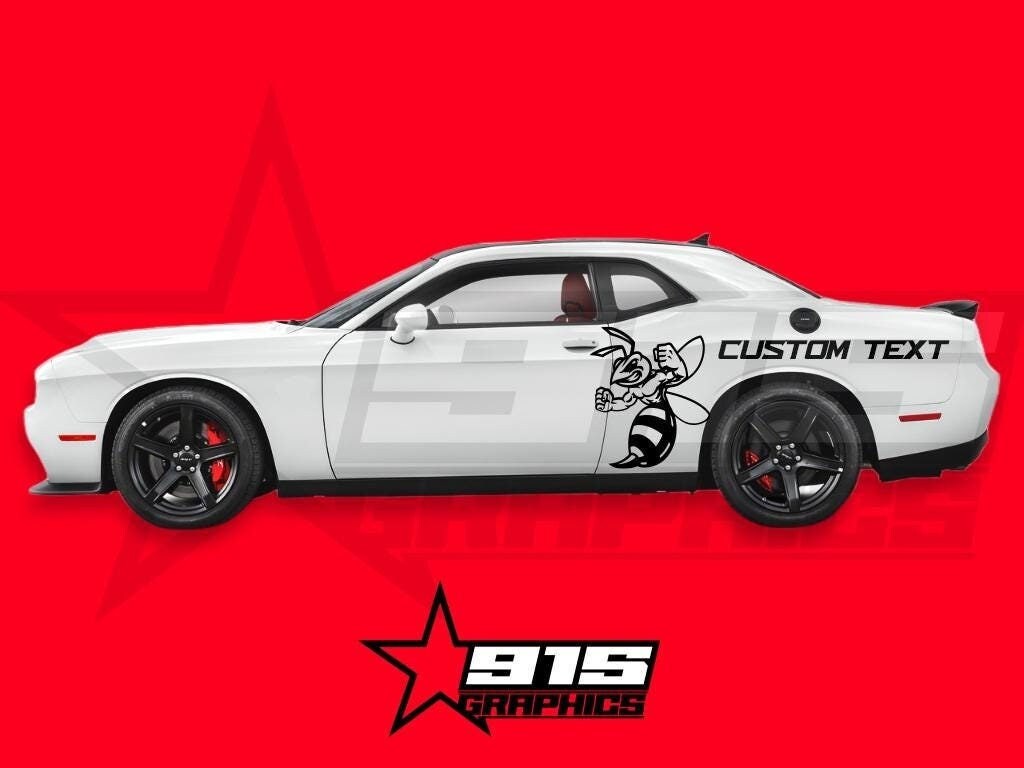 Angry Hornet and Custom Text Side Vinyl Decal Graphics Fits Dodge ...