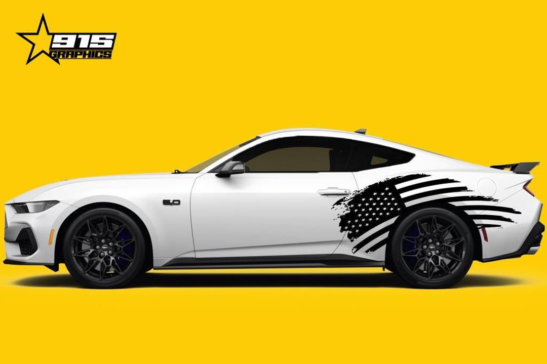 Extra Large Distressed USA Flag Vinyl Decal Graphics Fits Ford Mustang ...