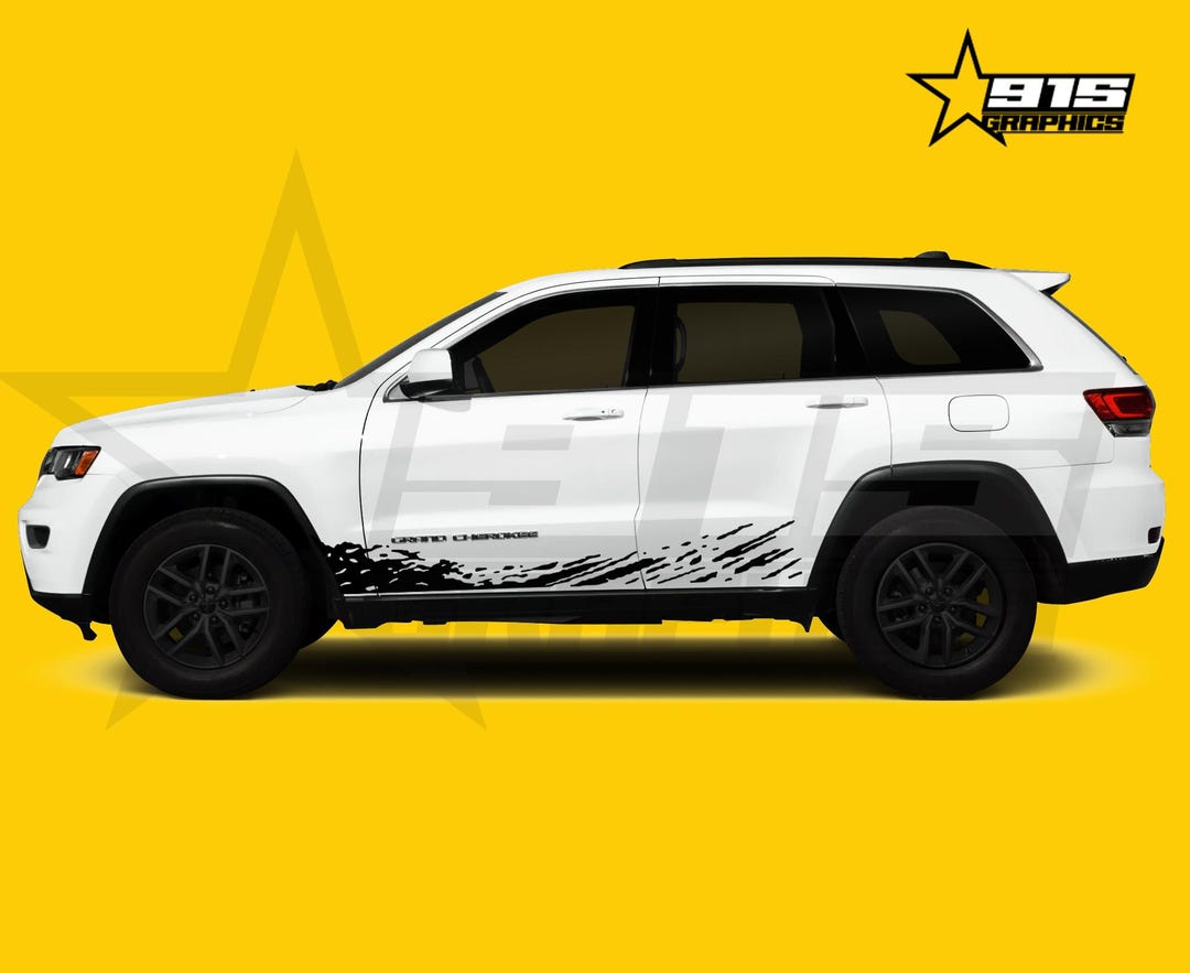 4x4 Splatter Rocker Panel Vinyl Decal Graphics Fits Jeep Grand Cherokee ...