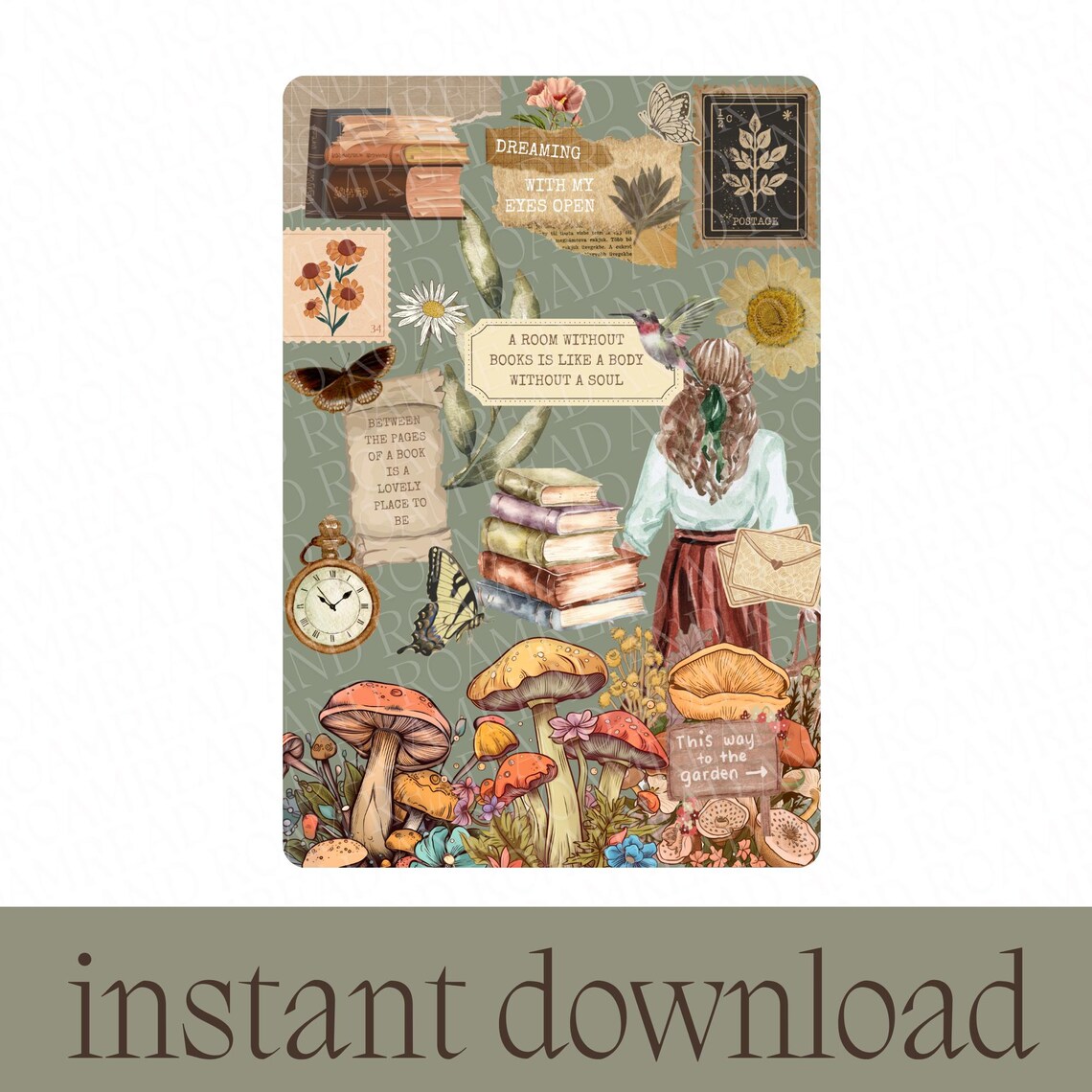 COTTAGECORE Aesthetic Kindle Insert for Clear Case, PRINTABLE Kindle ...