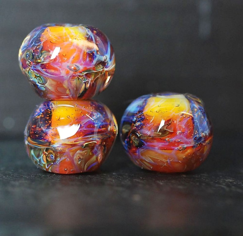 Lampwork boro glass beads set 5 borosilicate beads amber | Etsy Lampwork boro glass beads set 5 borosilicate beads amber | Etsy