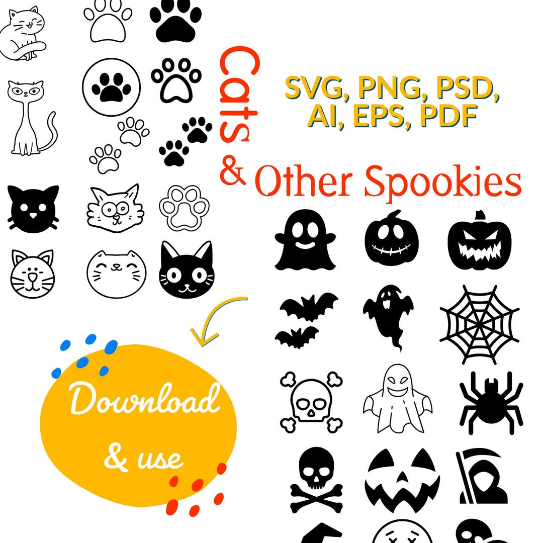 Cats & Other Spookies | Png, Psd, Svg, Pdf, Ai, Eps | Vector Cartoon ...