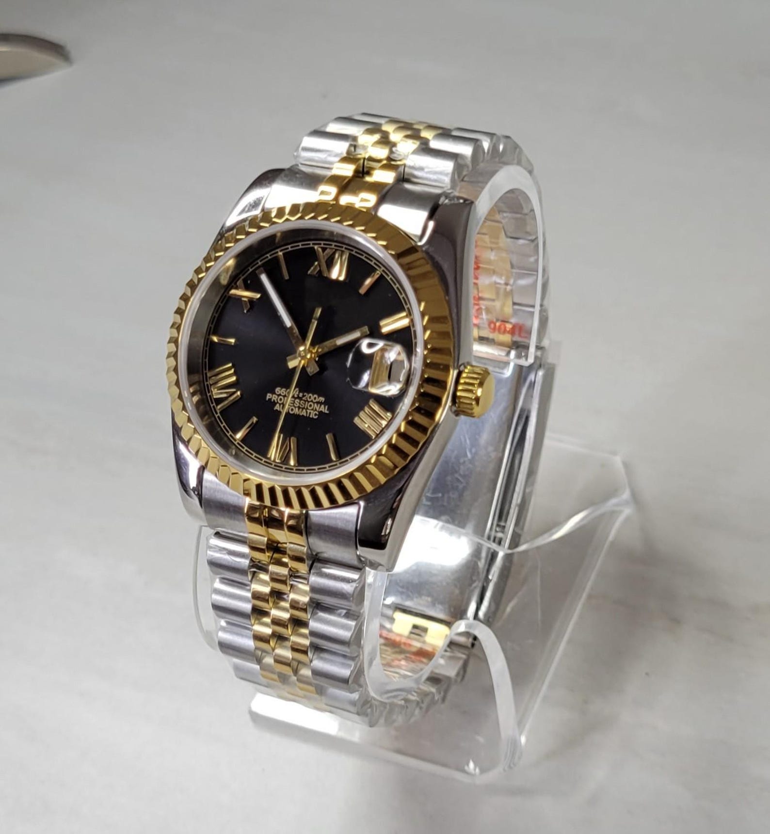 Fluted Roman Numeral Watch Gold Case, Choice of Colors Two Case Sizes ...