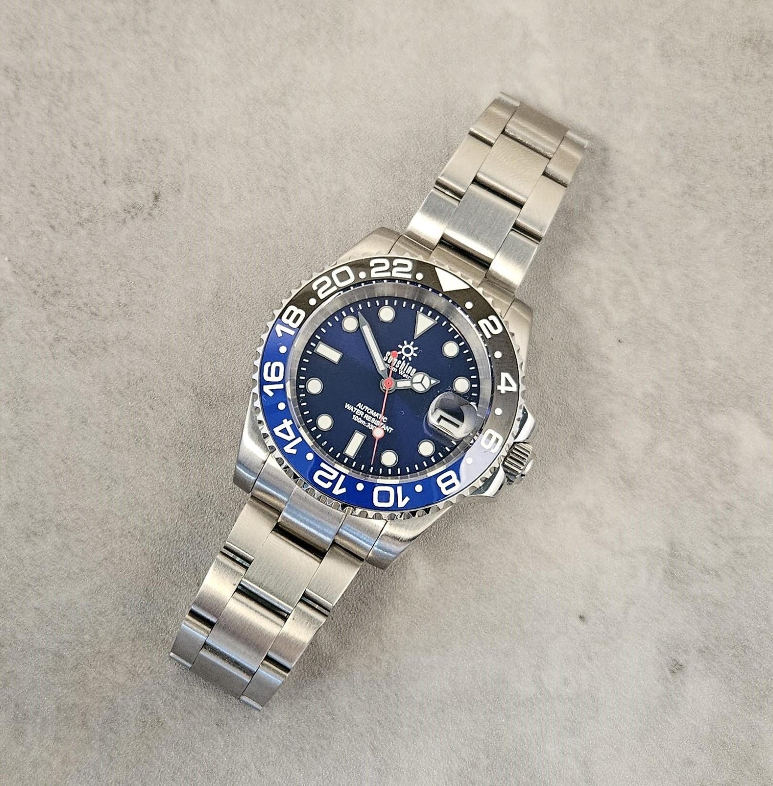 Design Your Watch 40mm Sub Diver Watch Blue Dial Powered by Japan NH35 ...