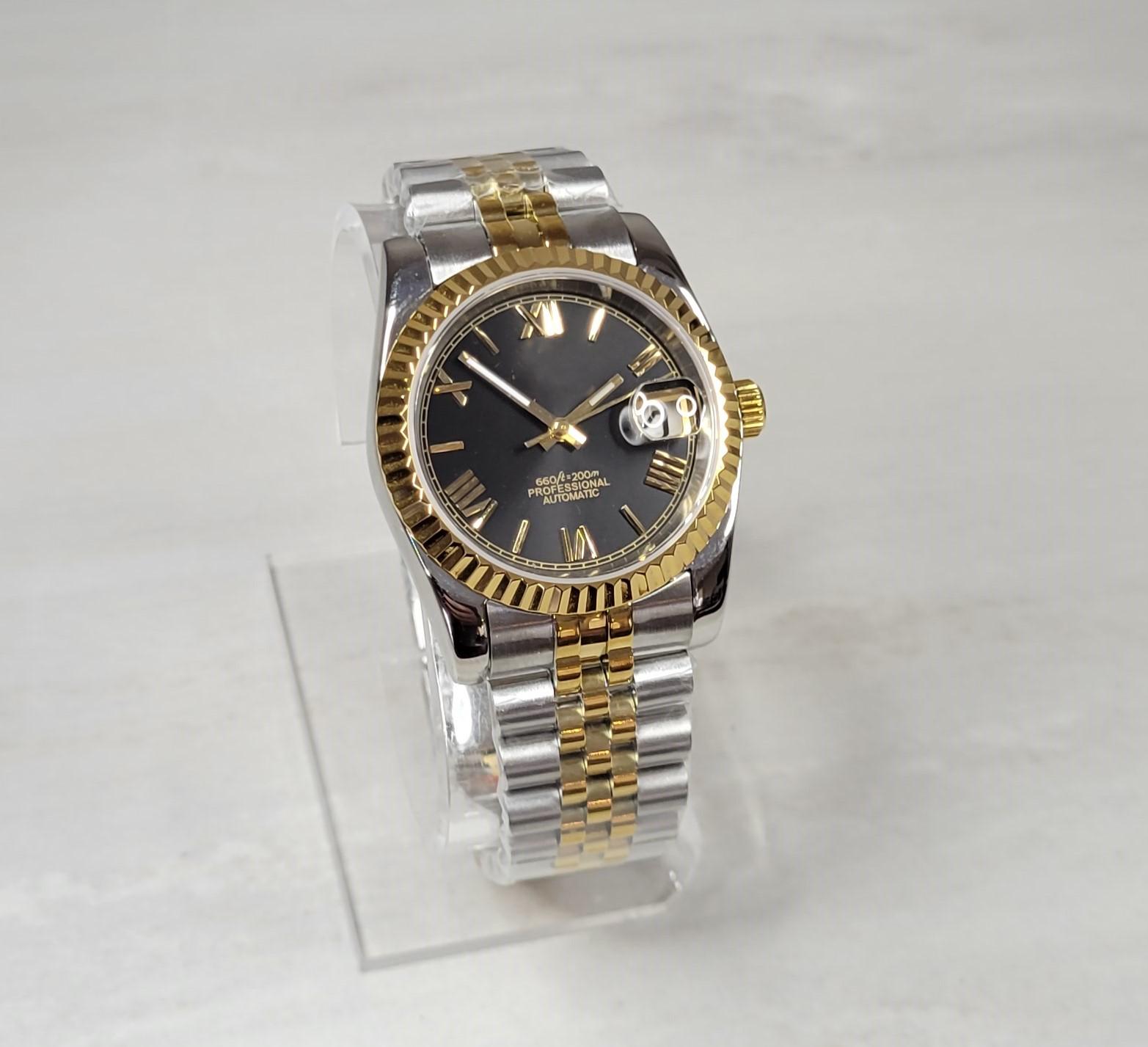 Fluted Roman Numeral Watch Gold Case, Choice of Colors Two Case Sizes ...