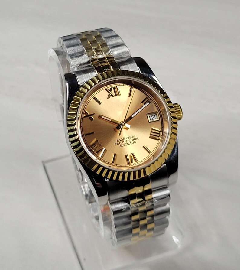 Fluted Roman Numeral Watch Gold Case, Choice of Colors Two Case Sizes ...