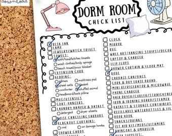 College Dorm Checklist, Dorm Essentials for Freshman Move In, College ...