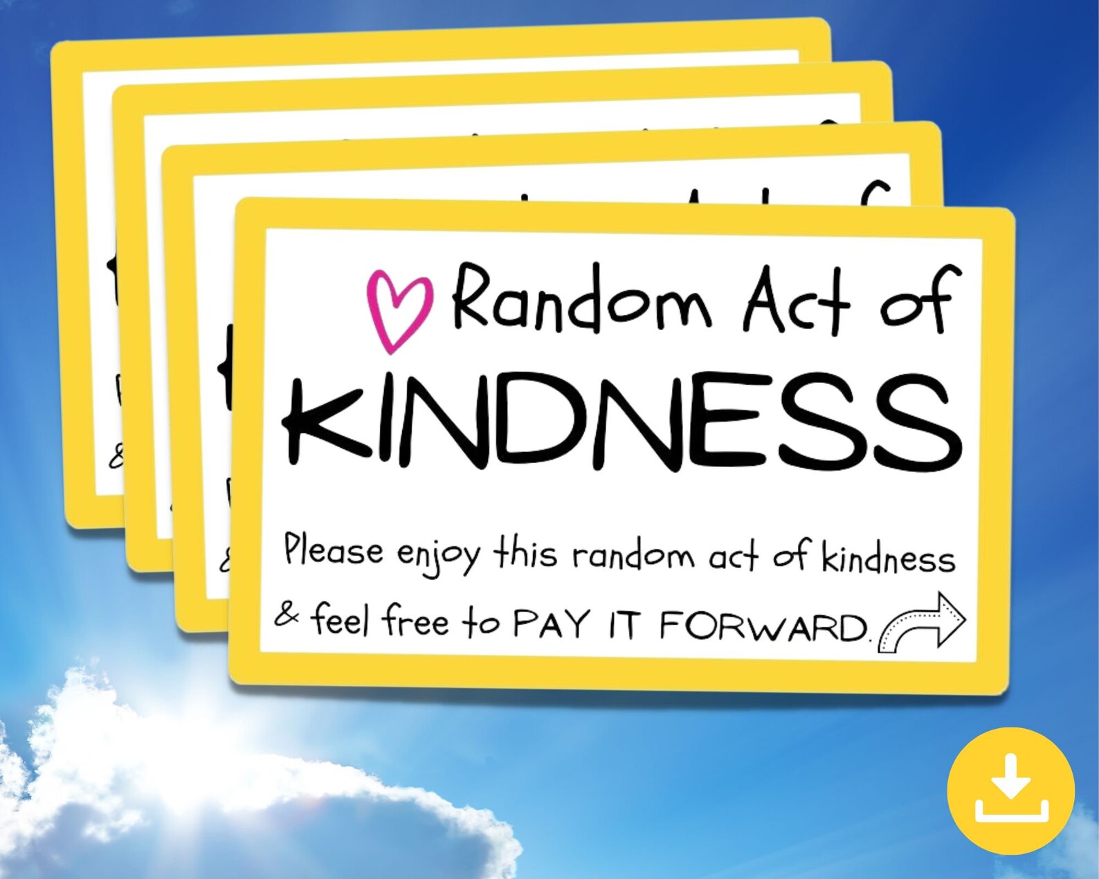 PRINTABLE Acts of Kindness Cards, Instant Download, 1 Pdf, Printable ...