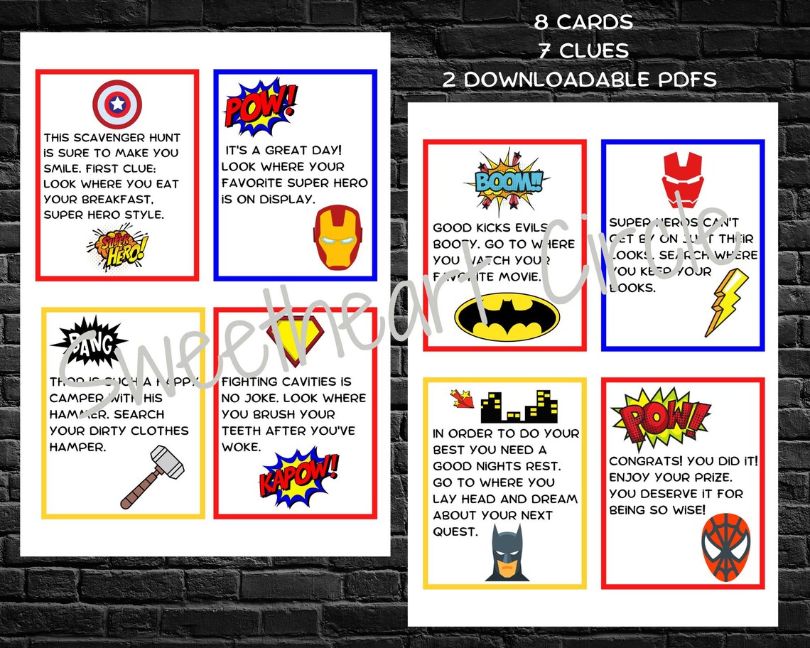 Superhero SCAVENGER HUNT Treasure Hunt Birthday Instant - Etsy