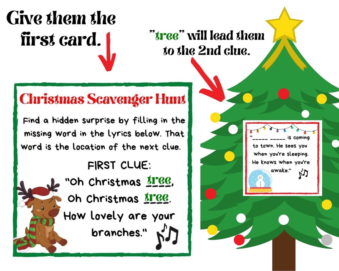 SCAVENGER HUNT treasure hunt Christmas song surprise gift | Etsy