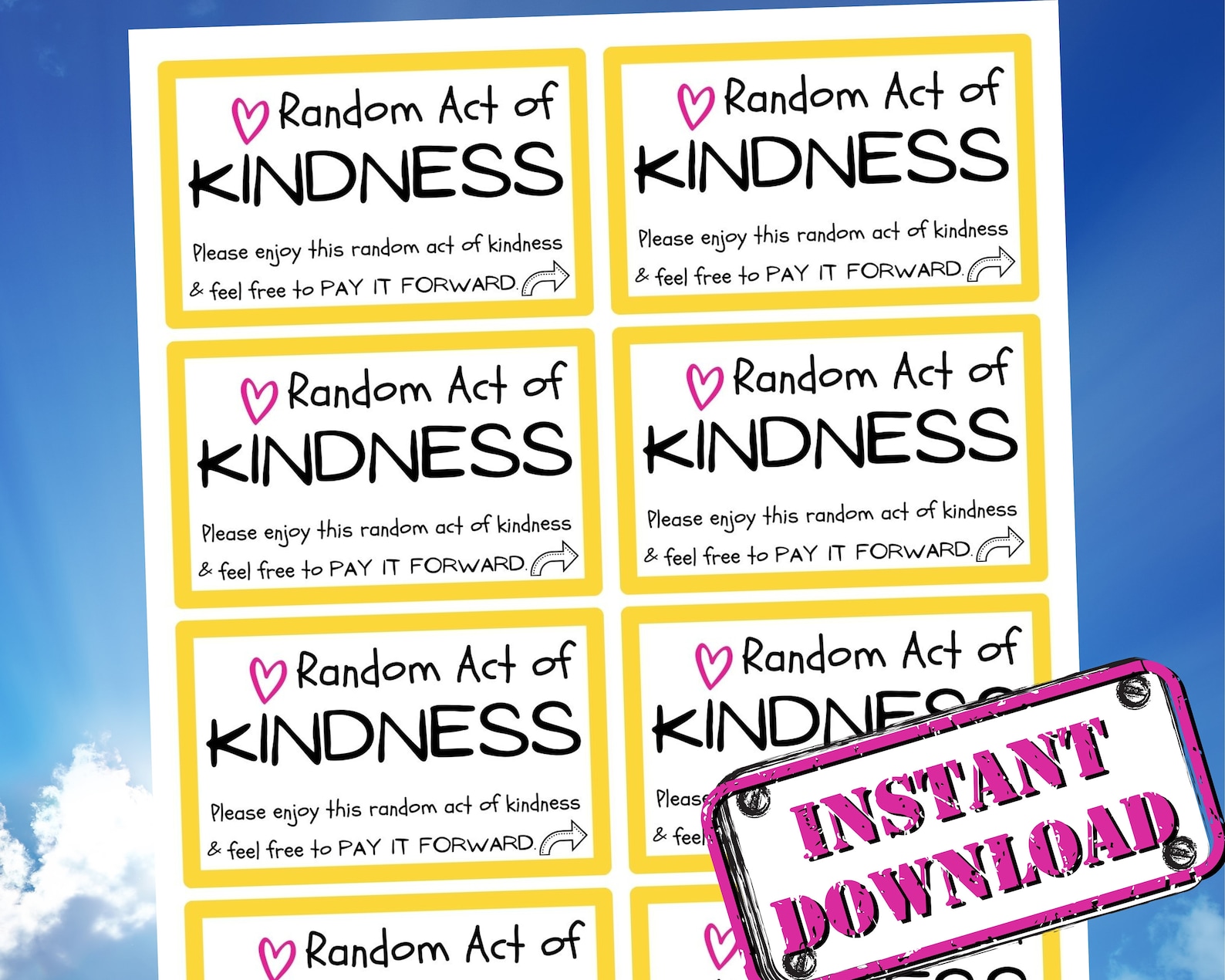 PRINTABLE Acts of Kindness Cards, Instant Download, 1 Pdf, Printable ...