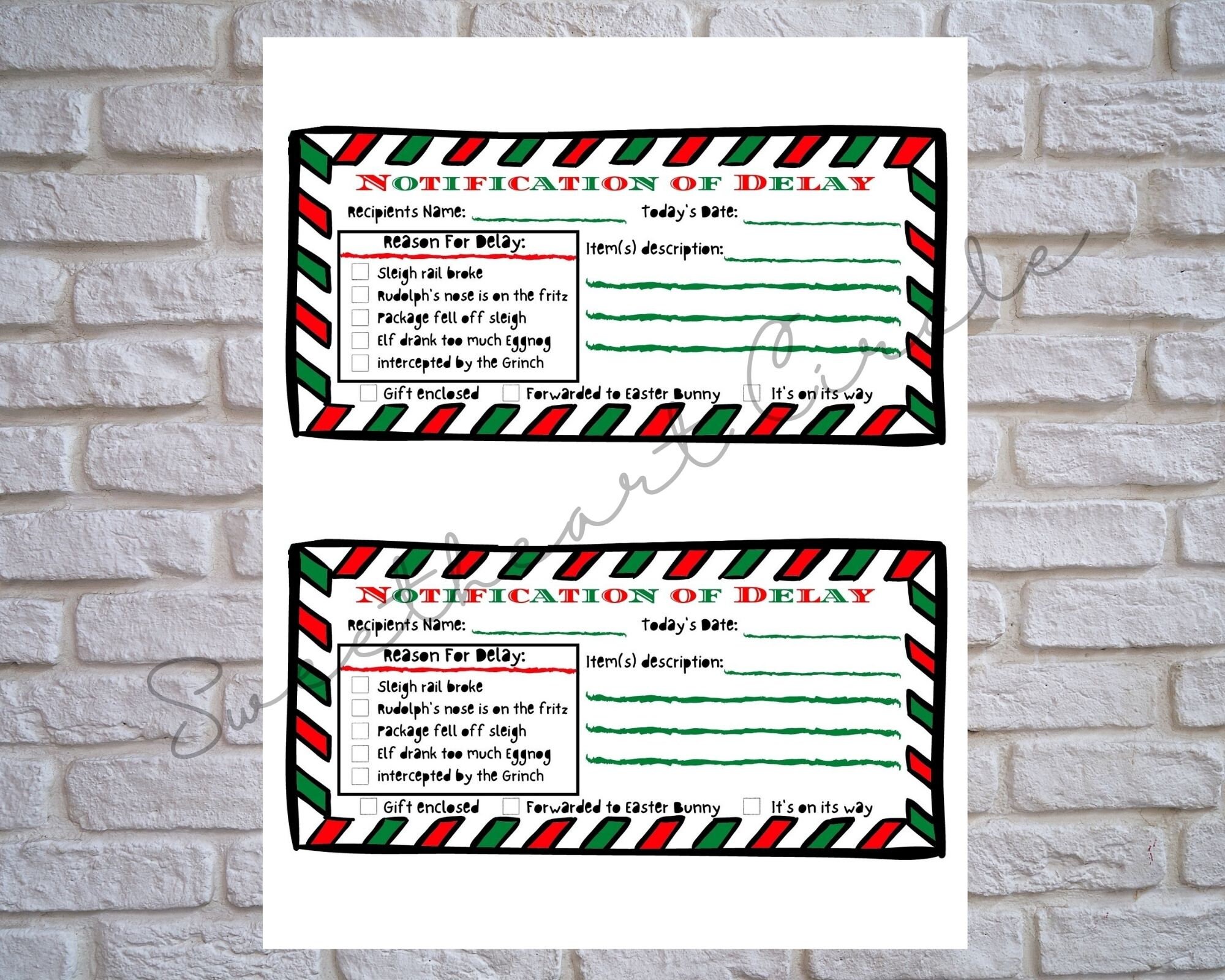 Package Delay Christmas instant download printable pdf | Etsy