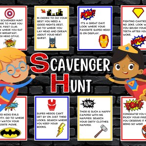 Superhero SCAVENGER HUNT, Treasure Hunt, Birthday, Instant Download ...