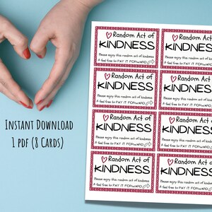 Random Act of Kindness Cards, Instant Download, 1 Pdf, Printable, A4, 8 ...