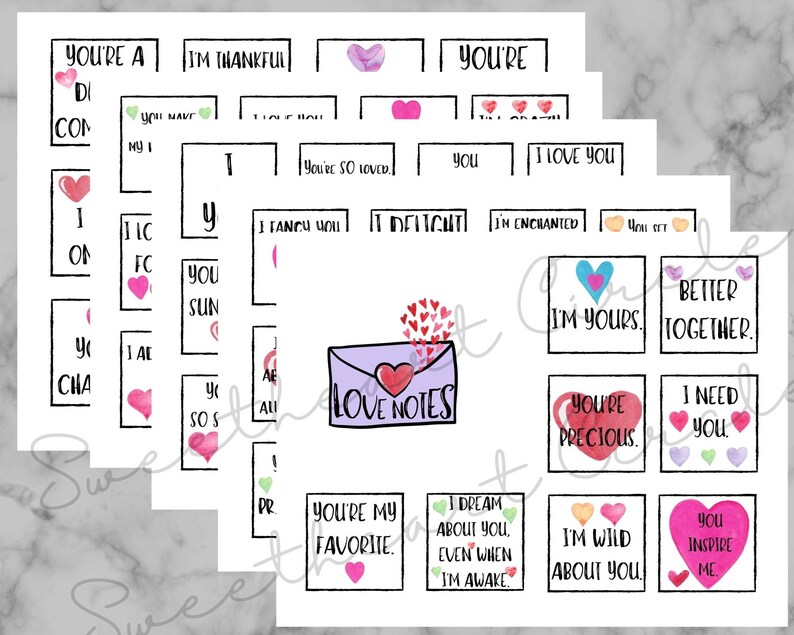 LOVE NOTES Instant Download 5 Pdf Printable A4 56 Notes - Etsy
