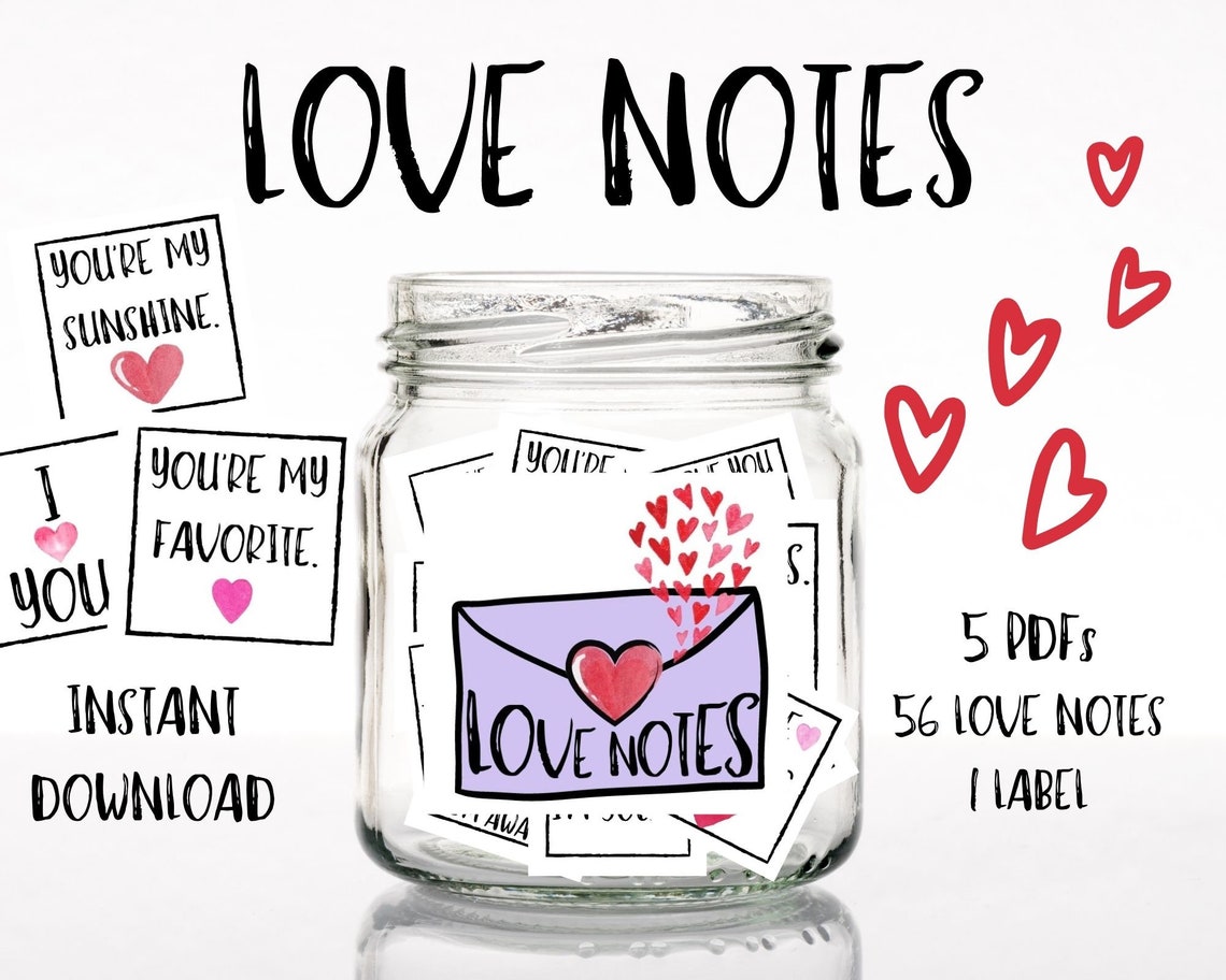 LOVE NOTES Instant Download 5 Pdf Printable A4 56 Notes - Etsy