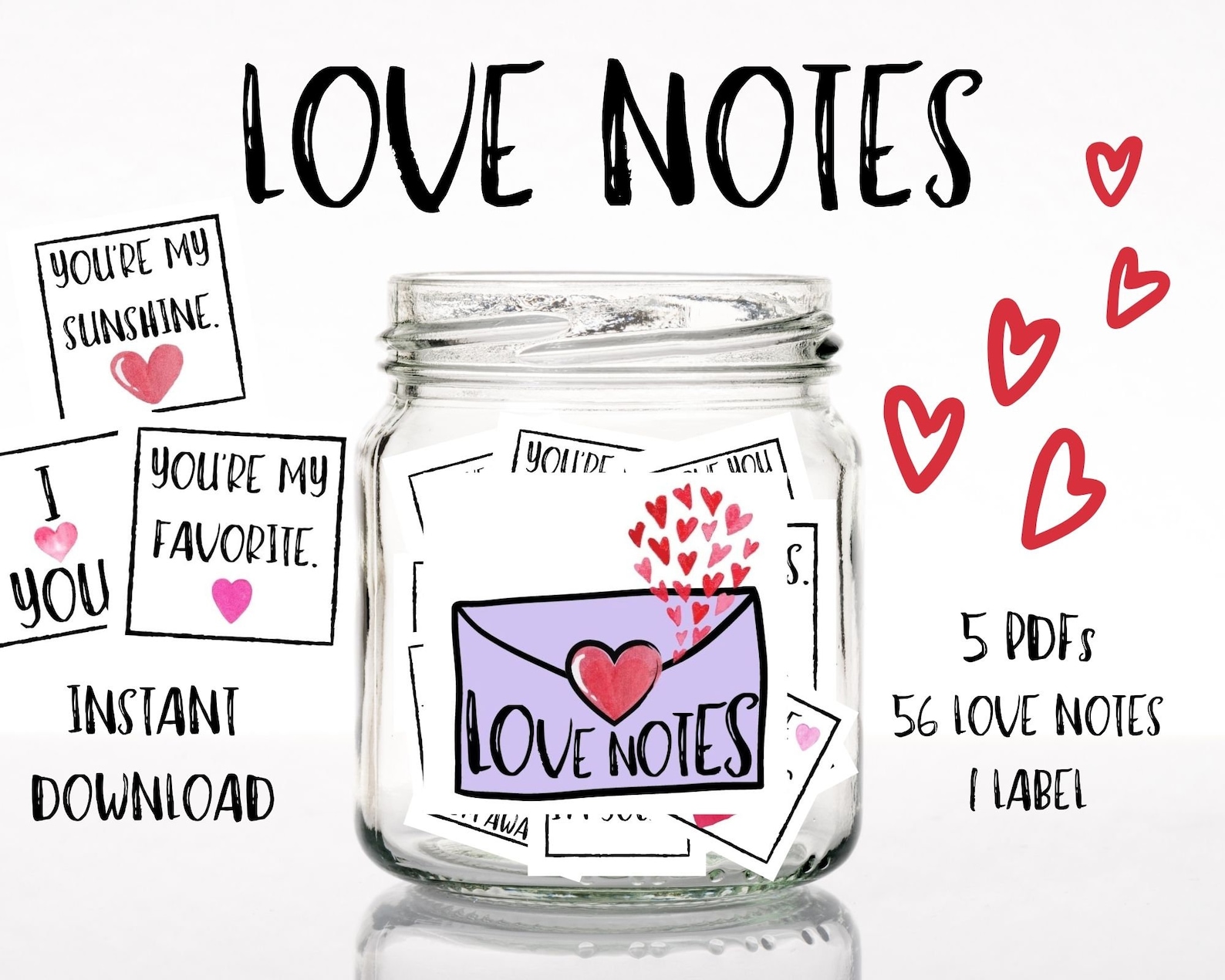 LOVE NOTES Instant Download 5 Pdf Printable A4 56 Notes - Etsy