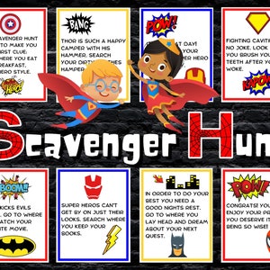 Superhero SCAVENGER HUNT Treasure Hunt Birthday Instant - Etsy