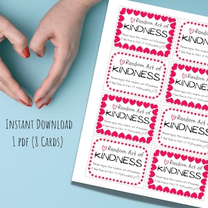 Acts of Kindness Cards, Instant Download, 1 Pdf, Printable, A4, 8 Cards ...