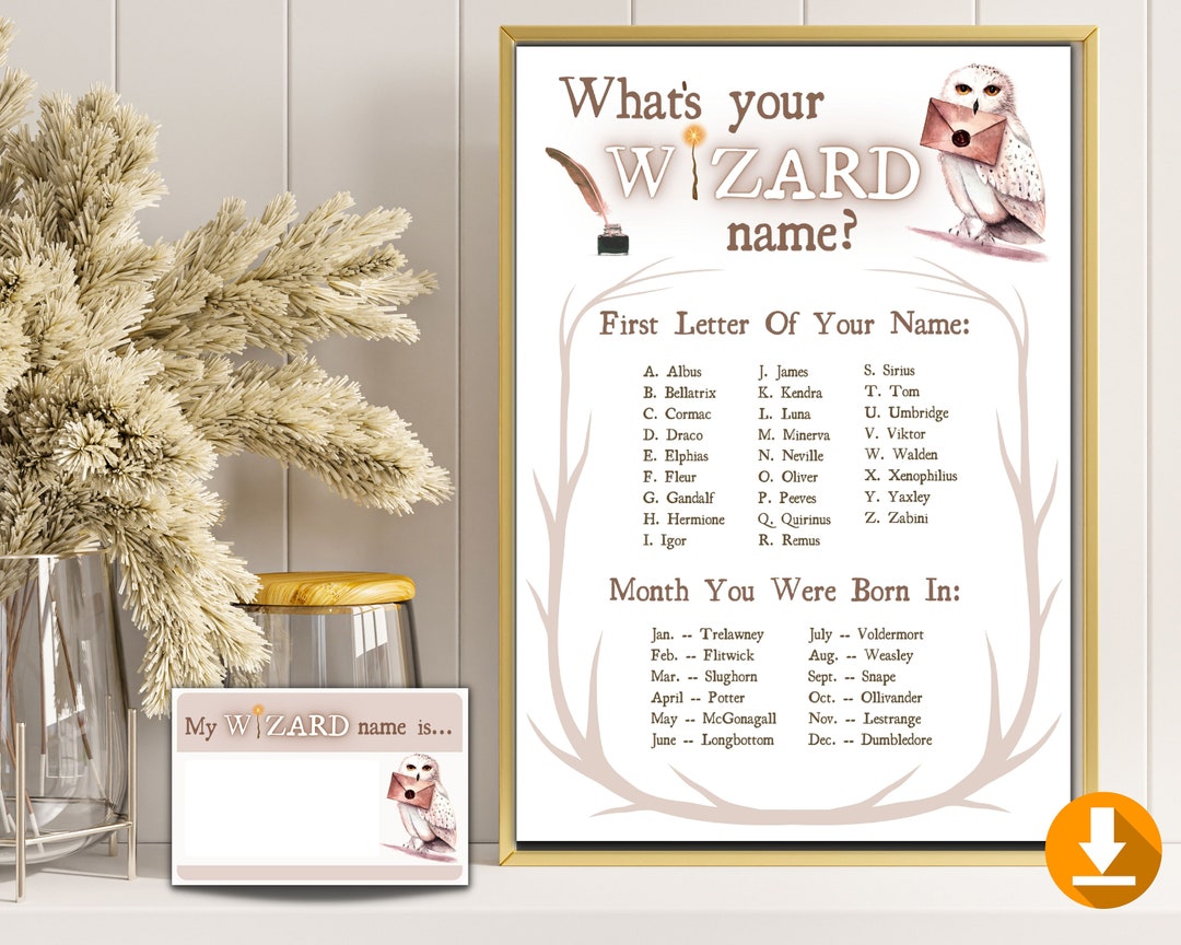 HP Wizard Name, Instant Download, Printable, Diy, Pdf - Etsy