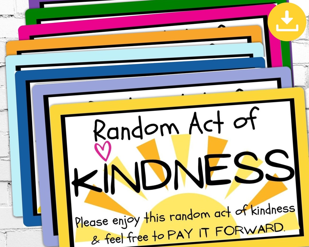PRINTABLE Acts of Kindness Cards, Instant Download, 1 Pdf, Printable ...