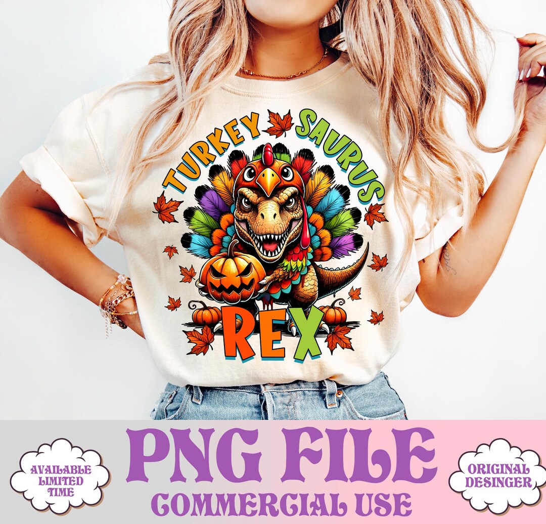 Dinosaur Thanksgiving Png, Turkey Saurus Rex Png, Thanksgiving T-rex ...